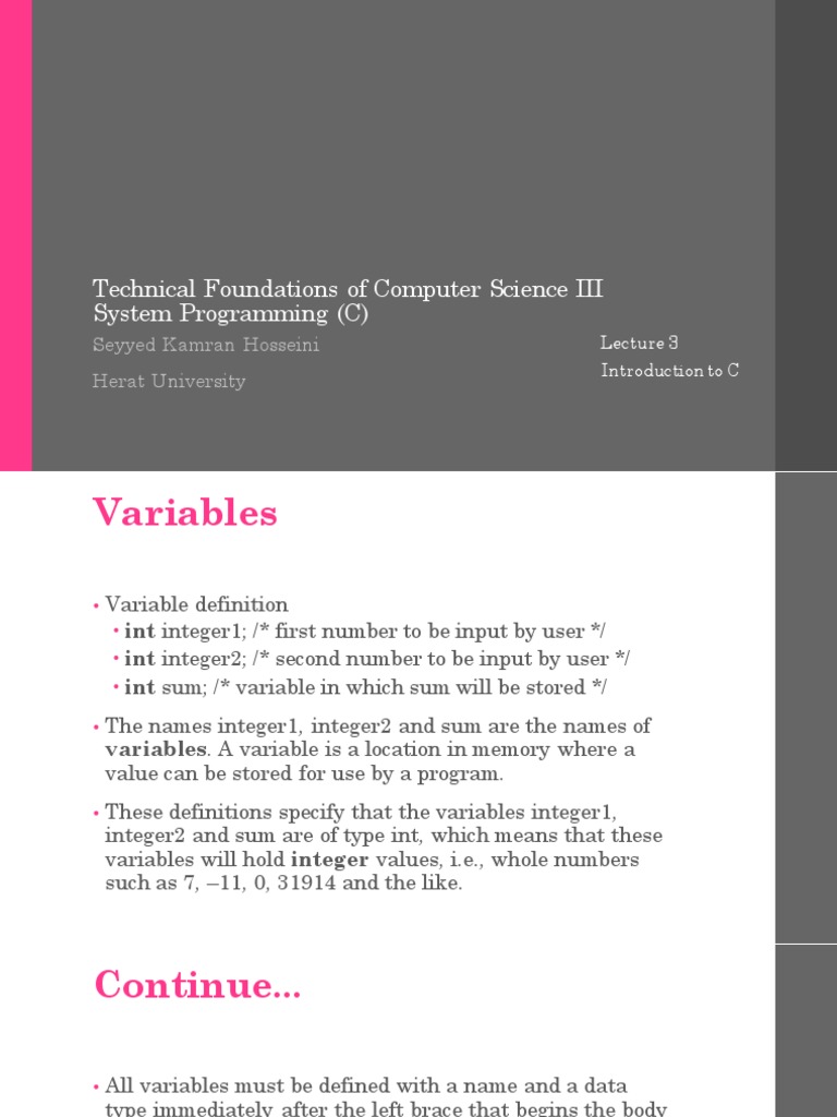 Technical Foundations of Computer Science III System Programming (C) | Download Free PDF ...