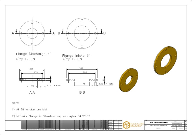 A A B B: Flange Inlet /outlet Warman Pump | PDF