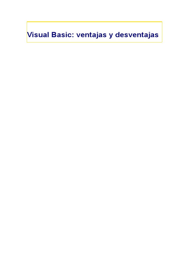 Visual Basic VENTAJAS Y DESVENTAJAS | PDF | Básico | .NET Framework