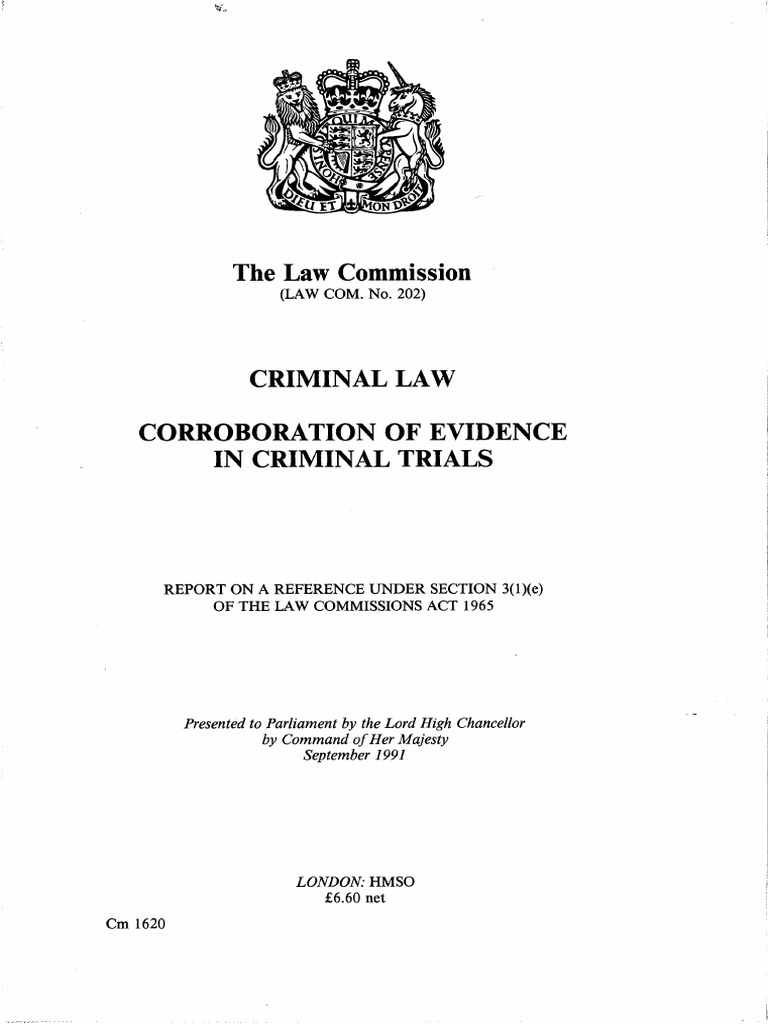 Lc. 202 Criminal Law Corroboration of Evidence in Criminal Trials | PDF ...