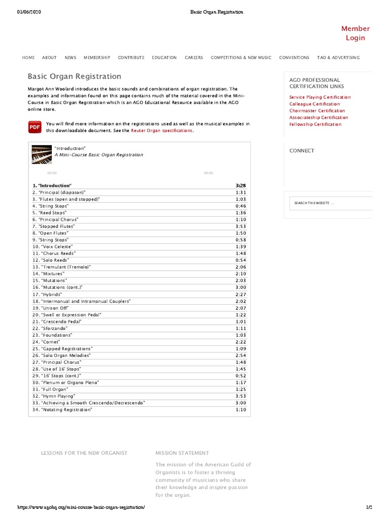 Basic Organ Registration | PDF | Aerophones | Keyboard Instruments