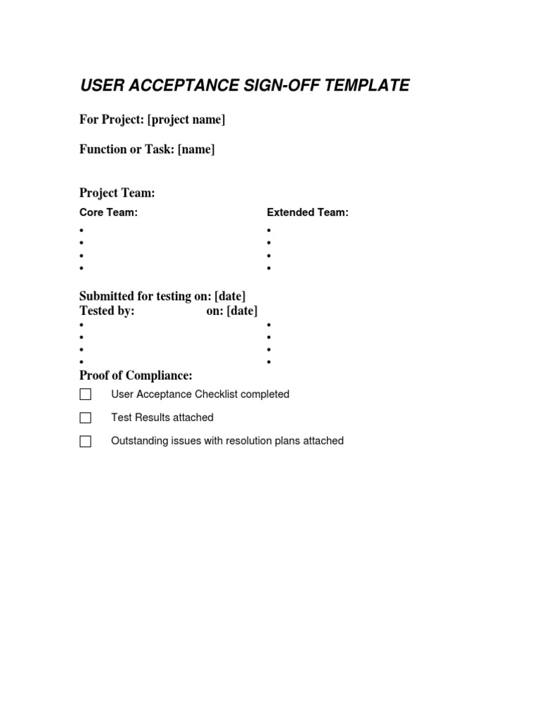 User Acceptance Template PDF | PDF