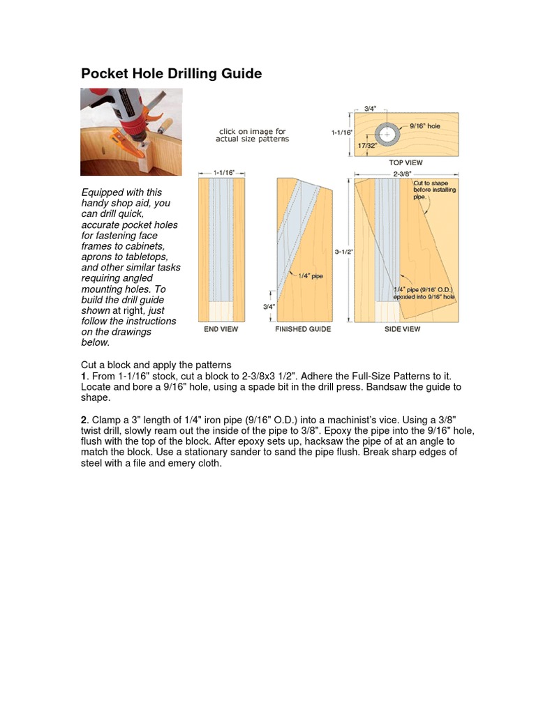 Pocket Hole Drilling Guide Instructions | PDF
