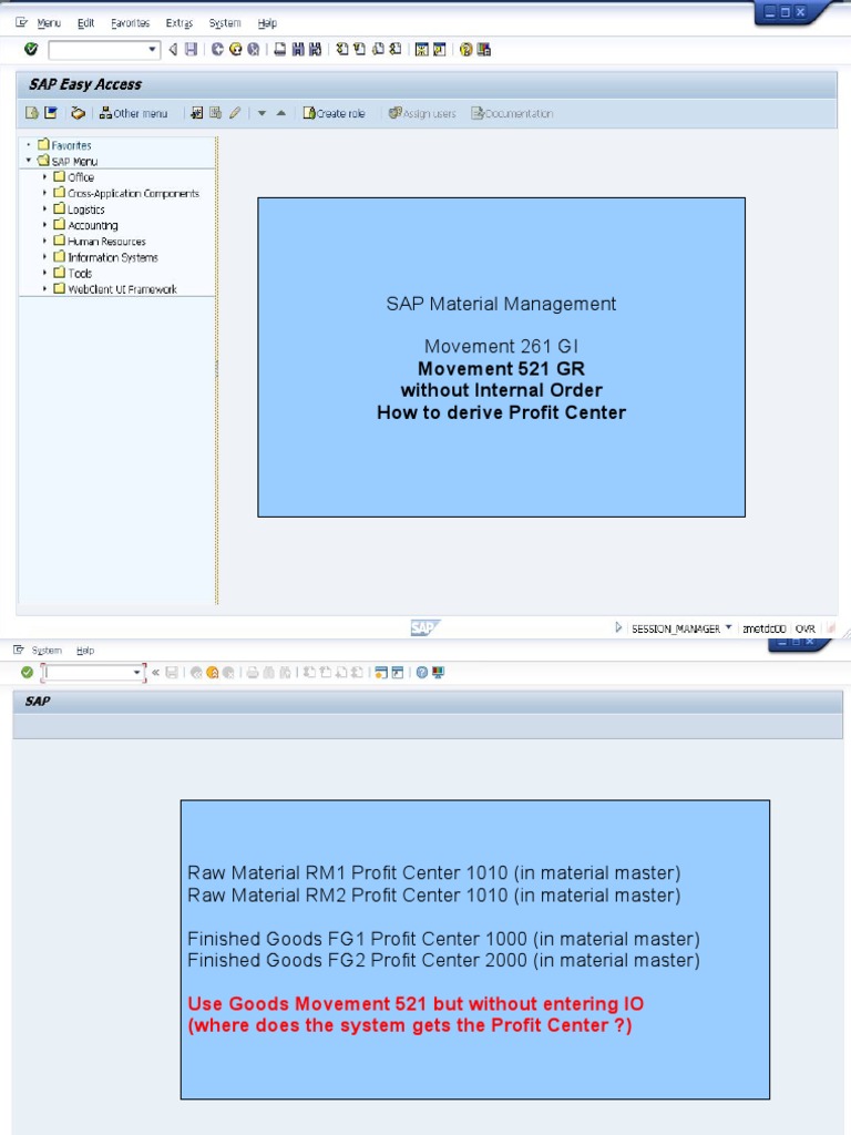 SAP Material Management Movement 261 GI: Movement 521 GR Without ...