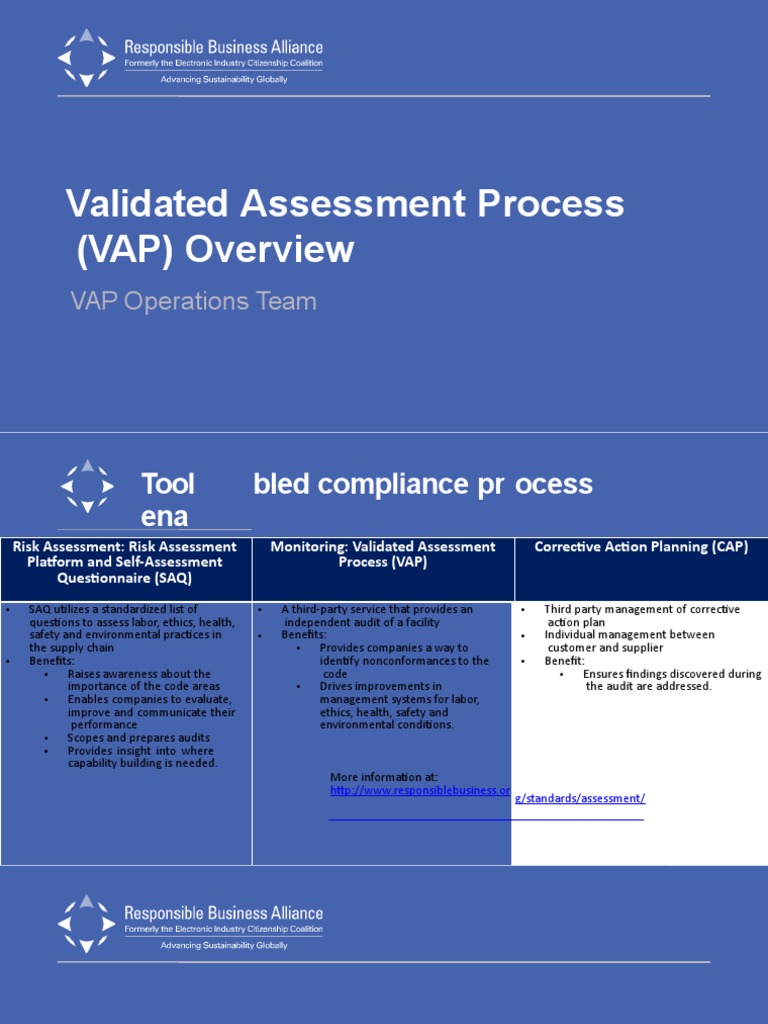 VAP Overview and Audit Process Guide | PDF | Audit | Supply Chain