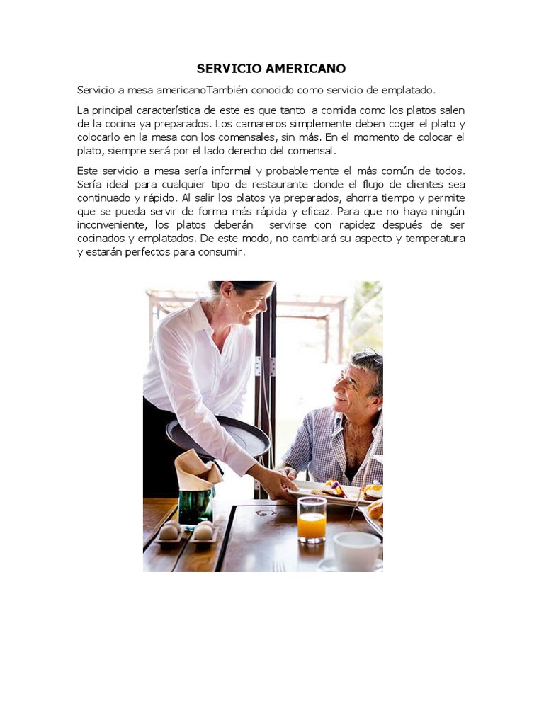 Servicio Americano 1 | PDF | Cocinando | Restaurante y Catering