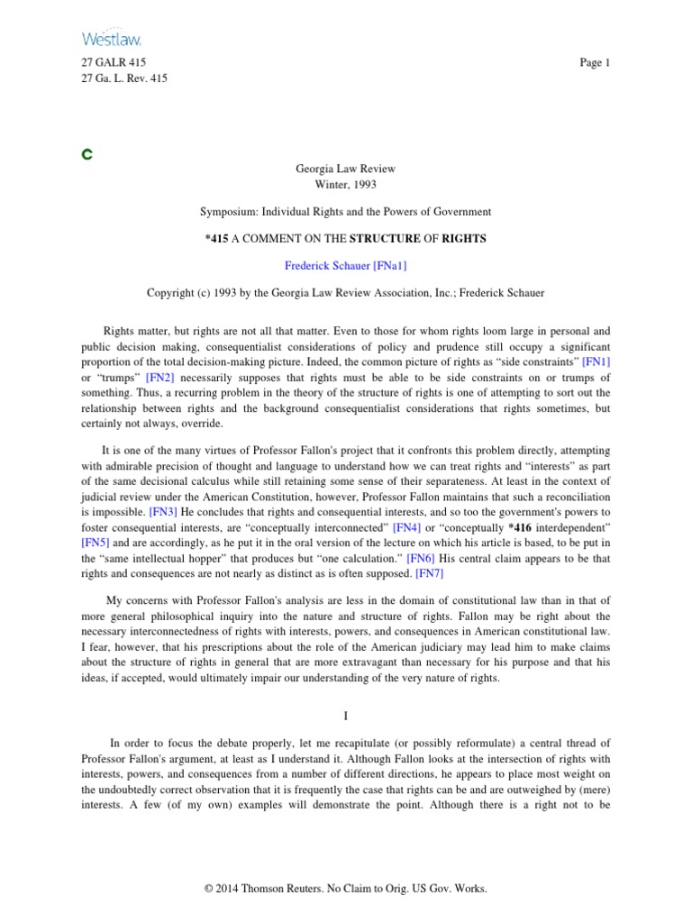 A Comment On The Structure of Rights - Frederick Schauer | PDF | Rights ...