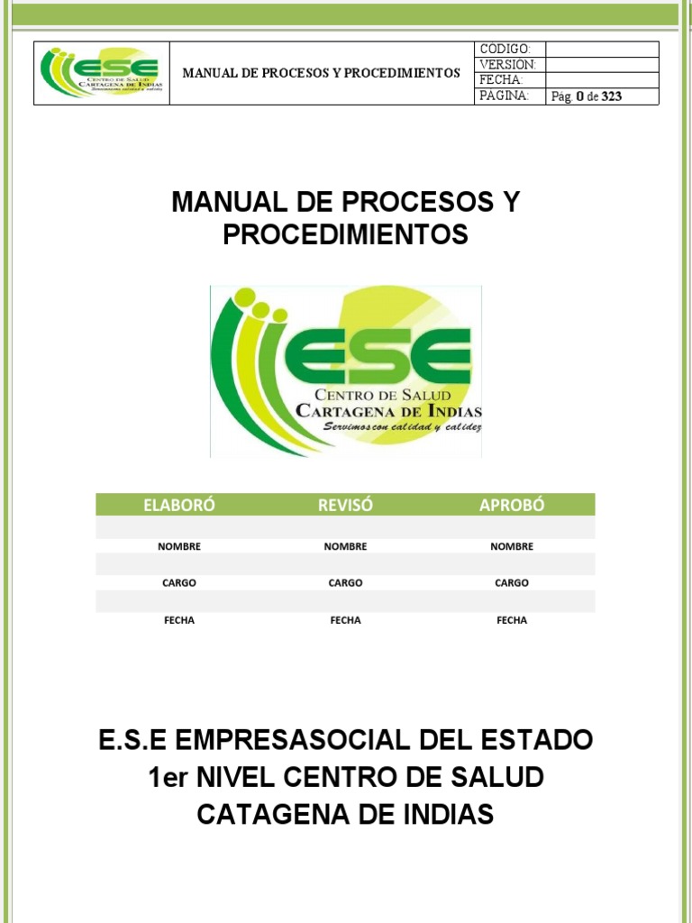Manual de Procesos y Procedimientos Ese 2019 Final | PDF | Valor ...