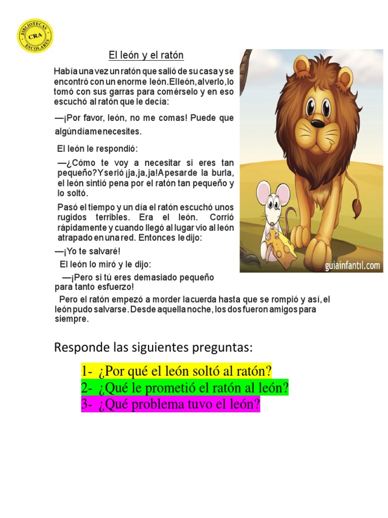 Cra Fabula El Leon y El Raton | PDF