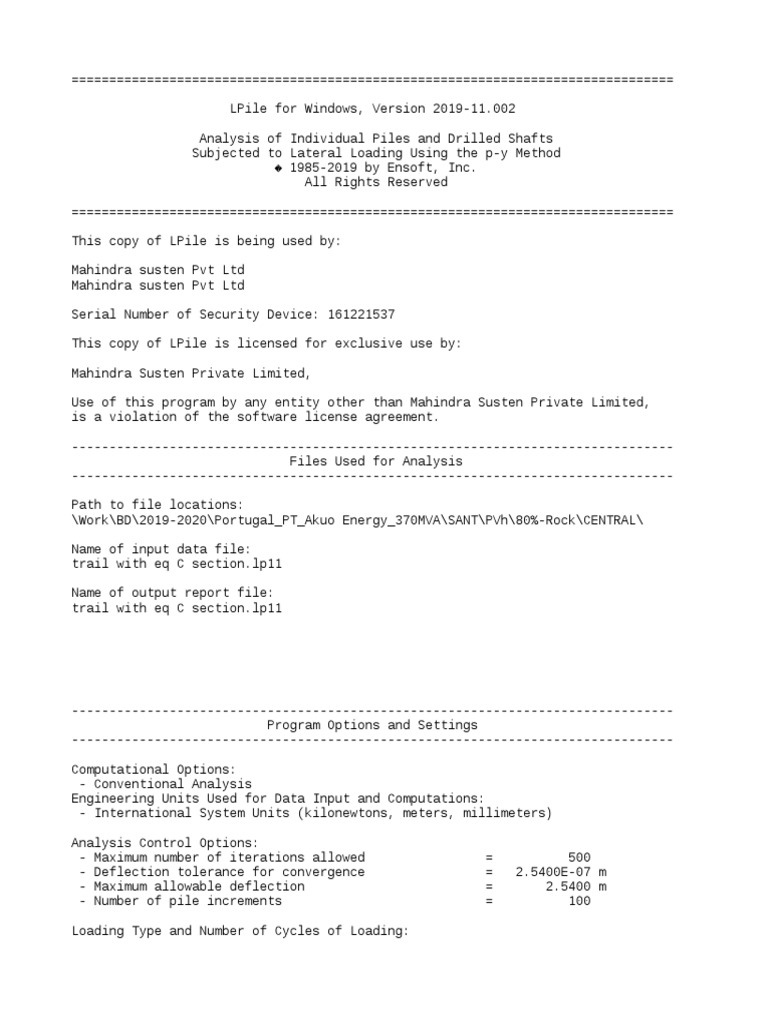 Sample L Pile Output | PDF | Bending | Deep Foundation