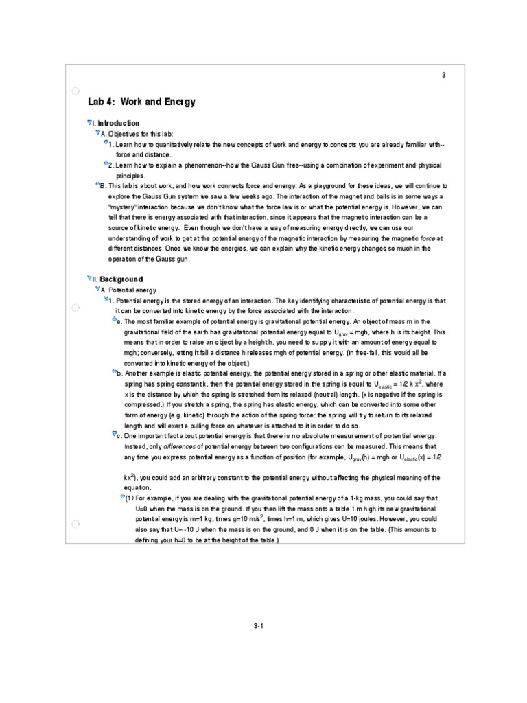 Lab4 2011 | PDF | Potential Energy | Force