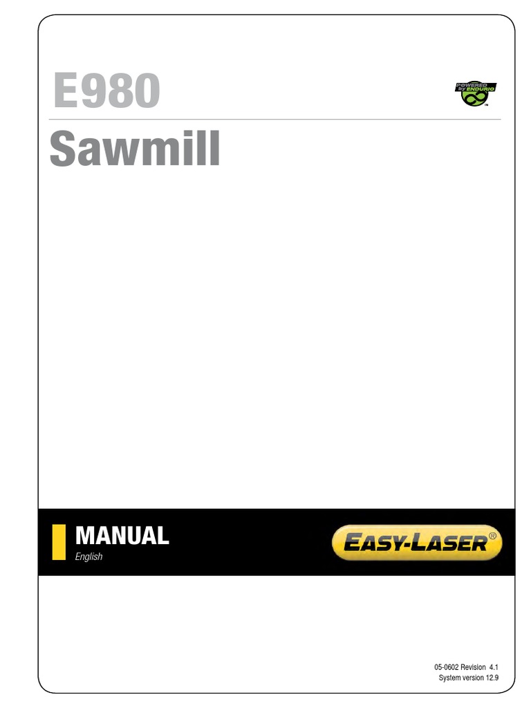 E980 Sawmill Manual 05-0602 Rev4.1 en Lores | PDF | Barcode | Computer File