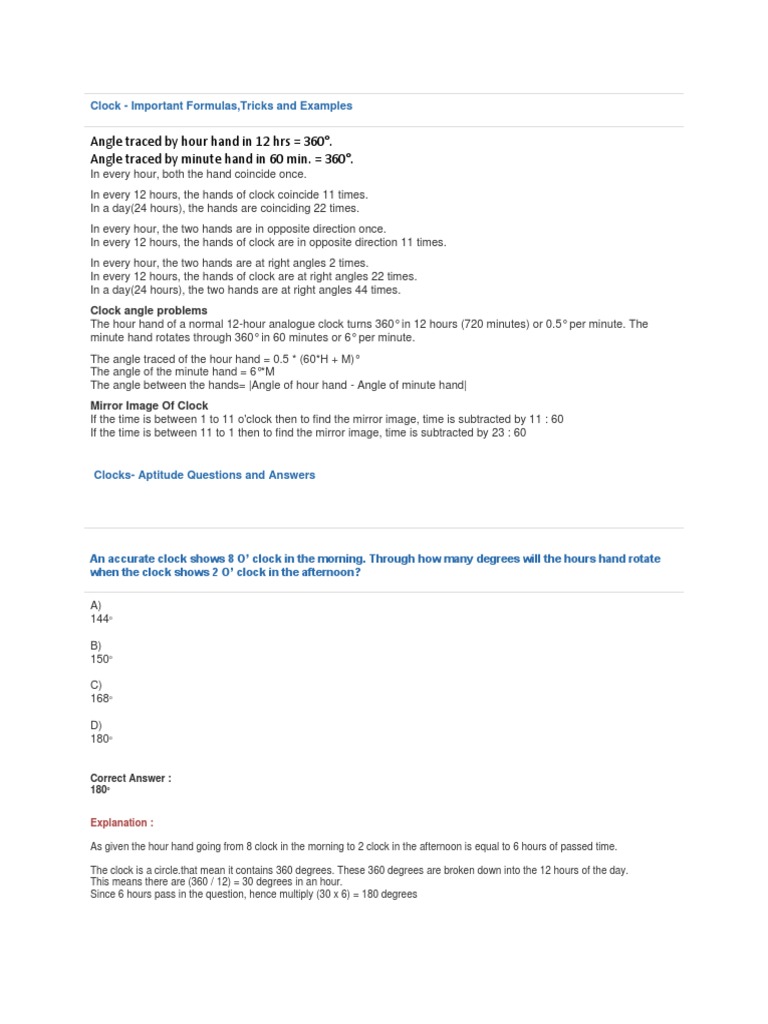 Clock | PDF | Angle | Clock