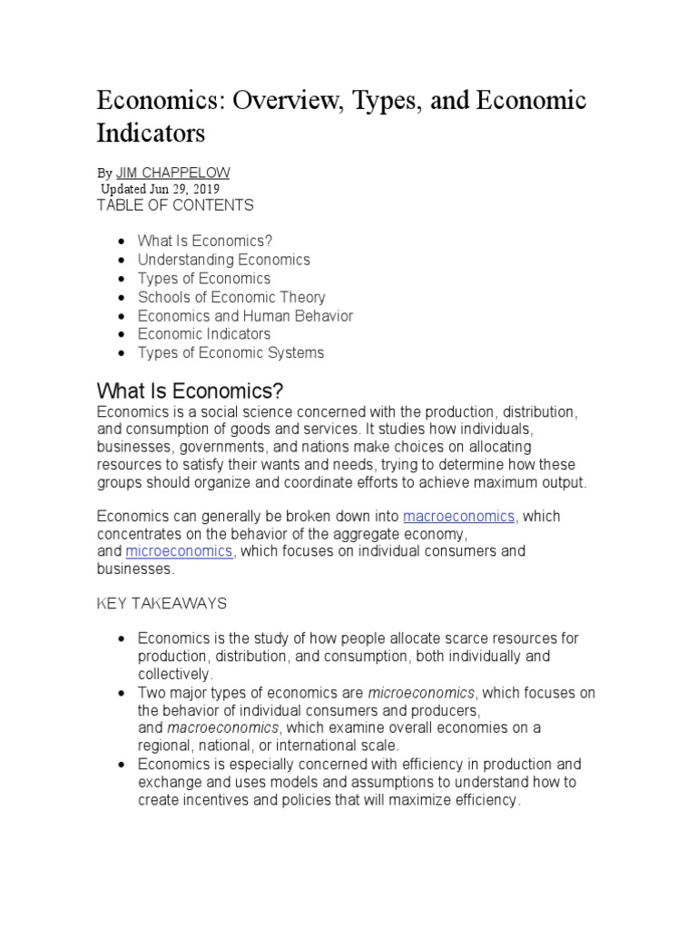 Economics: Overview, Types, and Economic Indicators | PDF ...