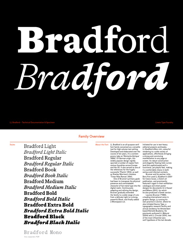 LL Bradford Type Sample | PDF | Typefaces | Encodings
