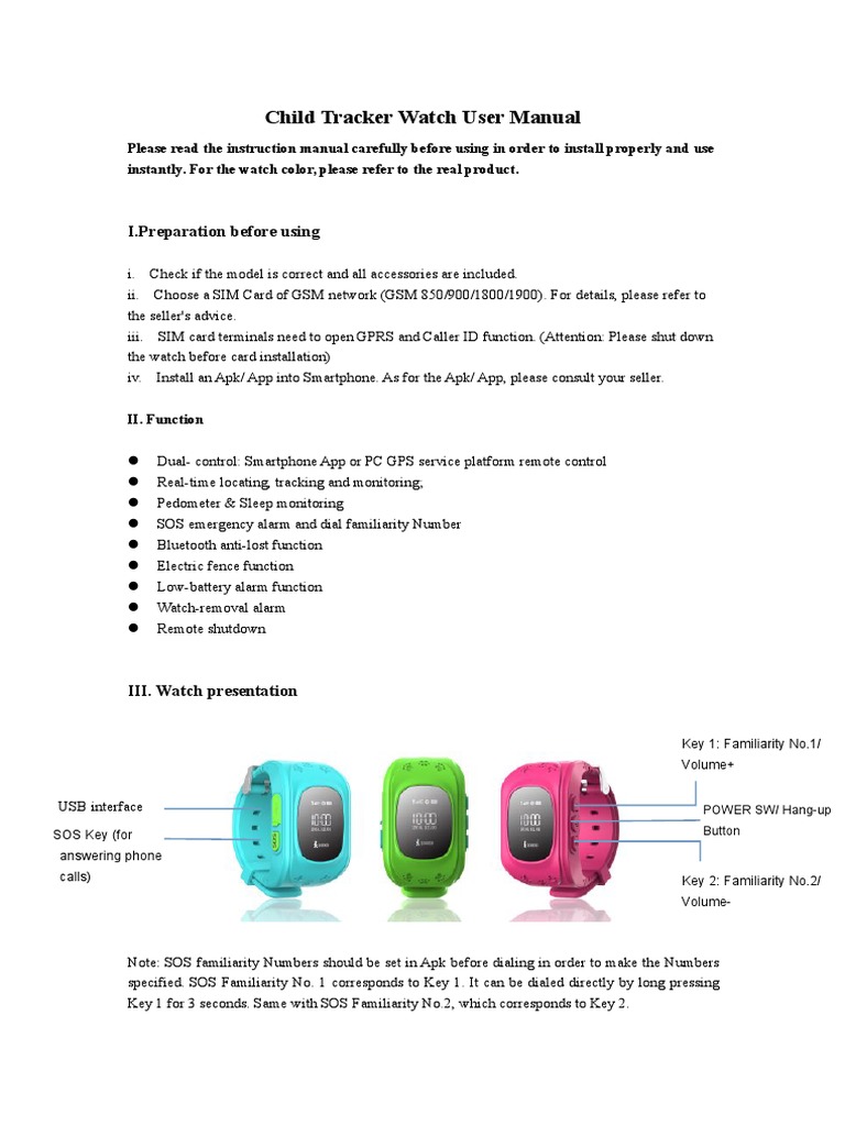 Child Tracker Watch User Manual | PDF | Smartphone | Mobile Computers