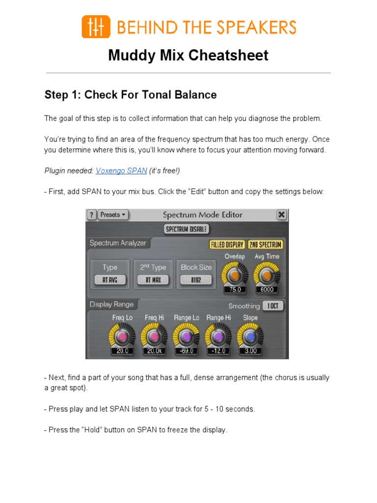 Muddy Mix Cheatsheet PDF | PDF | Equalization (Audio) | Acoustics Muddy Mix Cheatsheet PDF | PDF | Equalization (Audio) | Acoustics