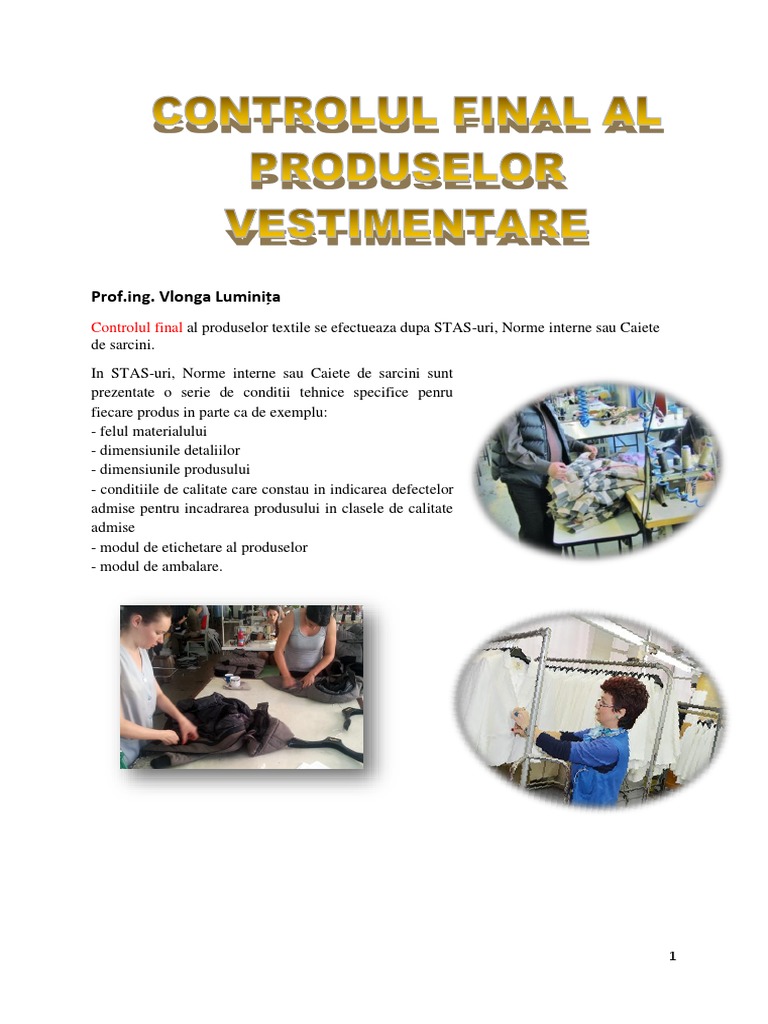 Controlul Final Al Produselor Vestimentare | PDF