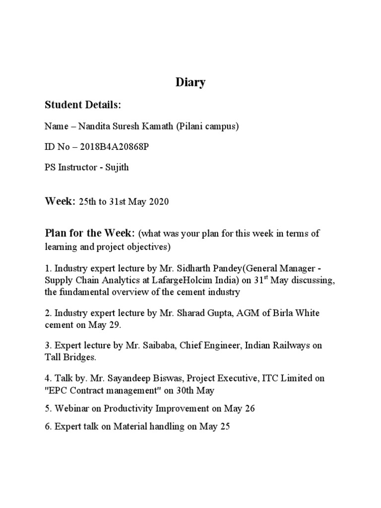 Diary: Student Details | PDF