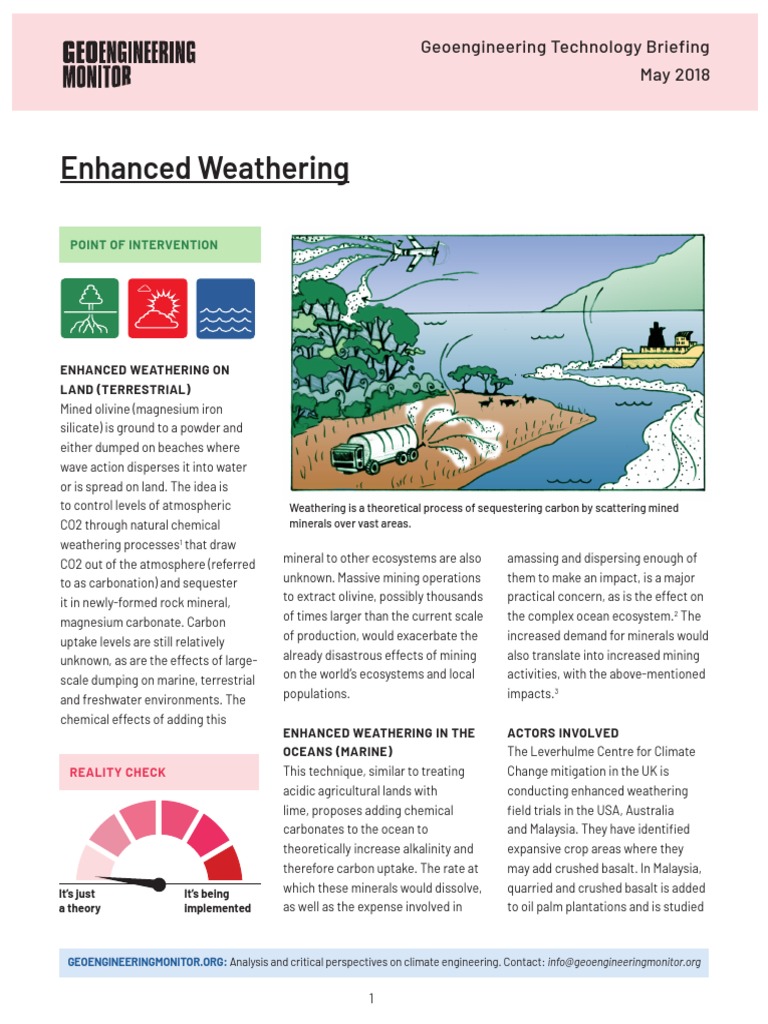 Enhanced Weathering: Geoengineering Technology Briefing May 2018 | PDF ...