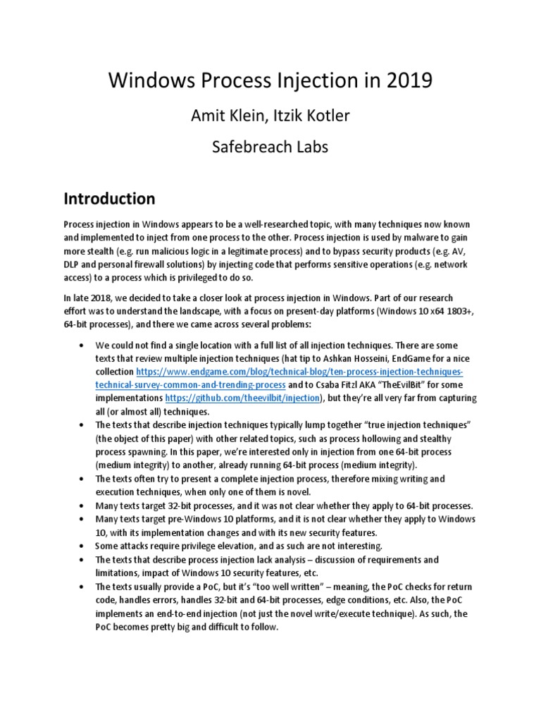 Windows Process Injection PDF | Download Free PDF | Windows Registry ...