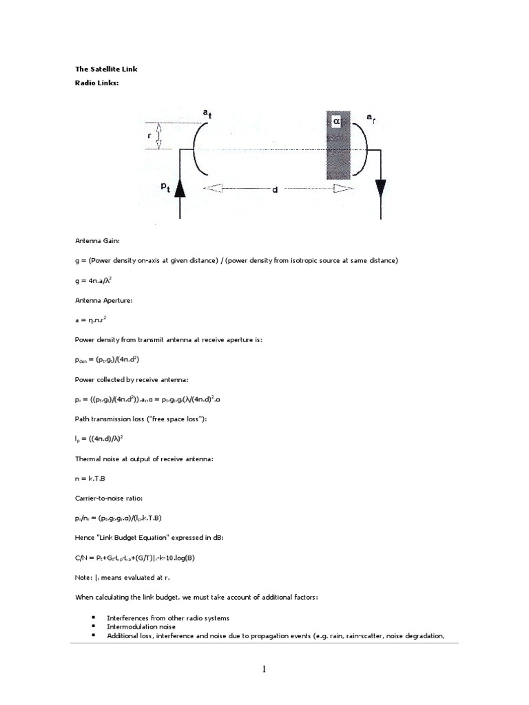The Satellite Link Radio Links | PDF | Antenna (Radio) | Bit Rate