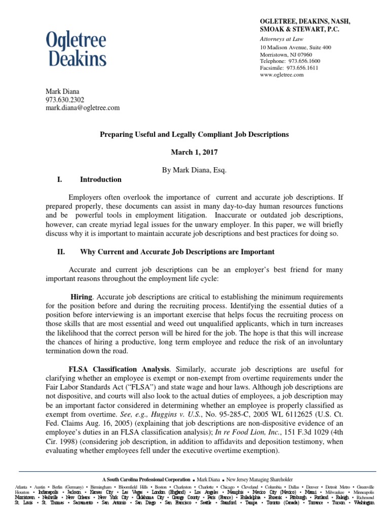 Preparing Job Descriptions | PDF | Americans With Disabilities Act Of ...