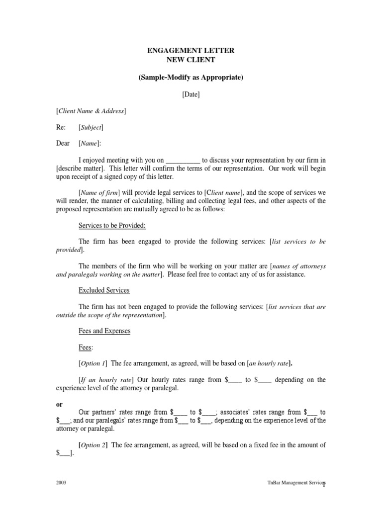 Sample Engagement Letter | PDF | Attorney's Fee | Lawsuit