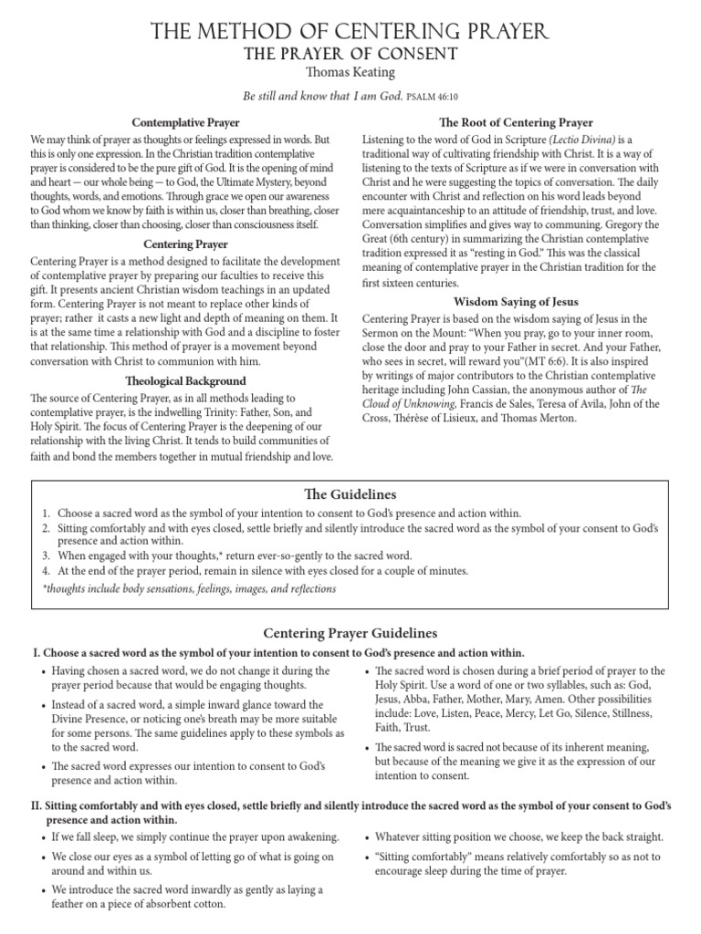 Contemplative Prayer The Root of Centering Prayer | PDF | Prayer ...