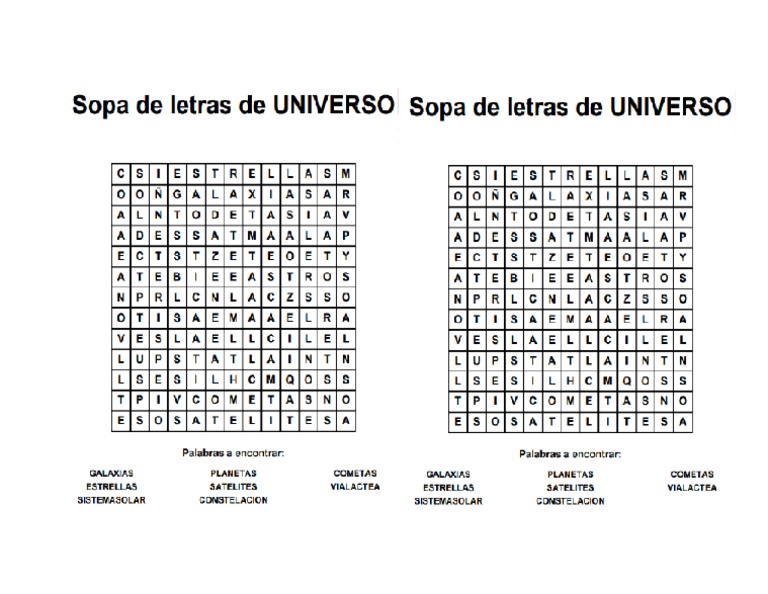 Sopa de Letras Universo | PDF