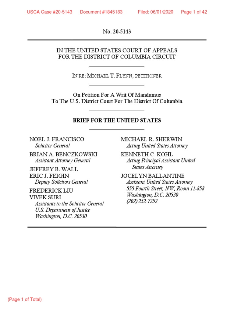 US V Michael Flynn - DOJ Motion To D.C. Circuit | PDF | Prosecutor | Amicus Curiae