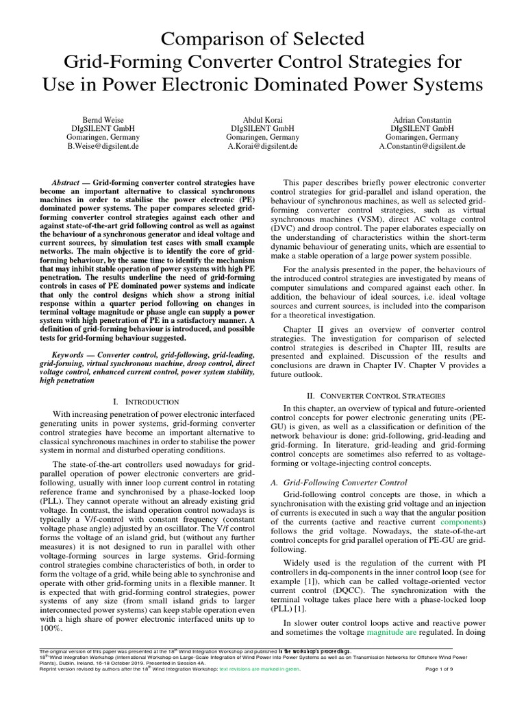 Grid-Forming Converter Control Strategies | PDF | Electrical Grid ...