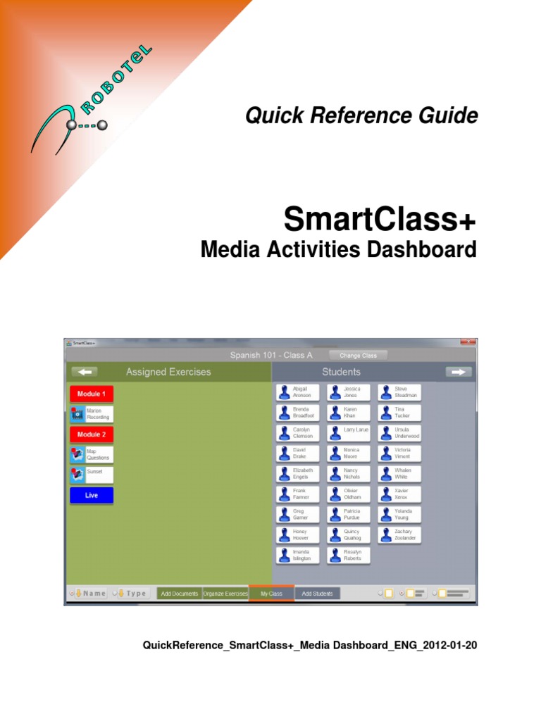 QuickReference - SmartClass + - Media Dashboard - ENG - 2012-01-20 | PDF | Comma Separated ...