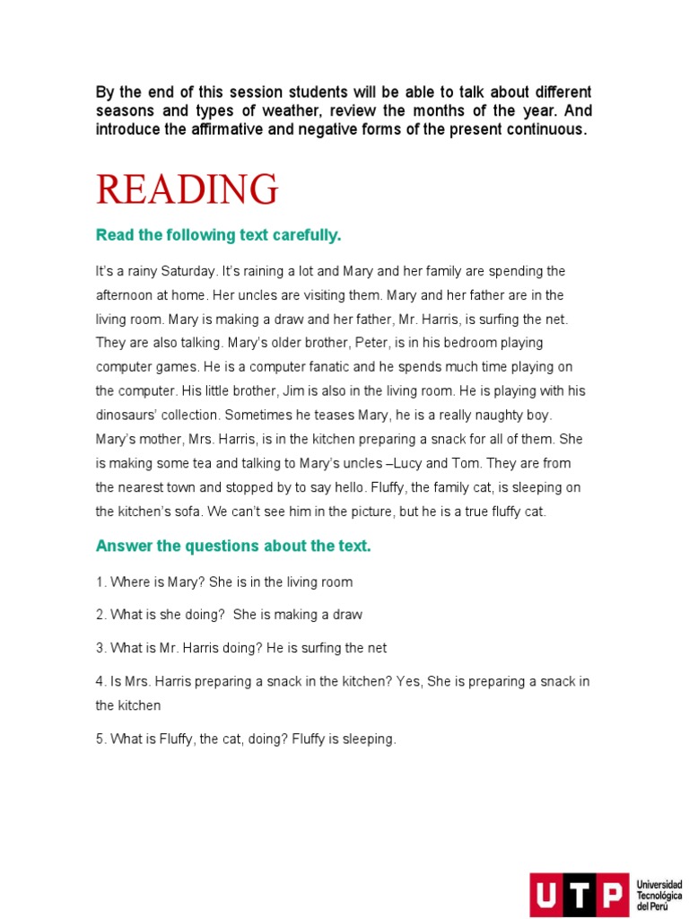 Reading: Read The Following Text Carefully | PDF