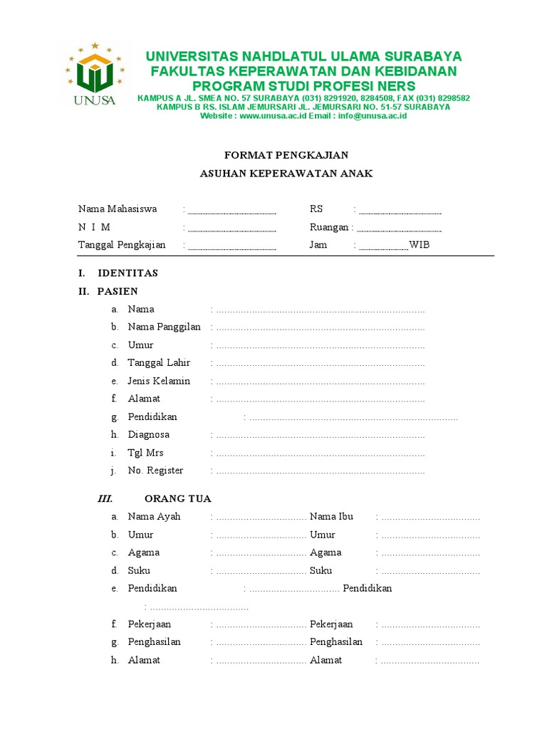 Format Askep Anak Fix | PDF | Kesehatan Holistik