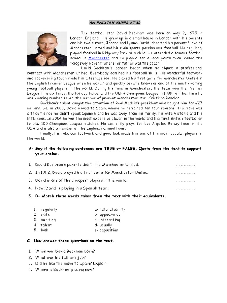 Becham Biography | PDF | David Beckham | Manchester United F.C.