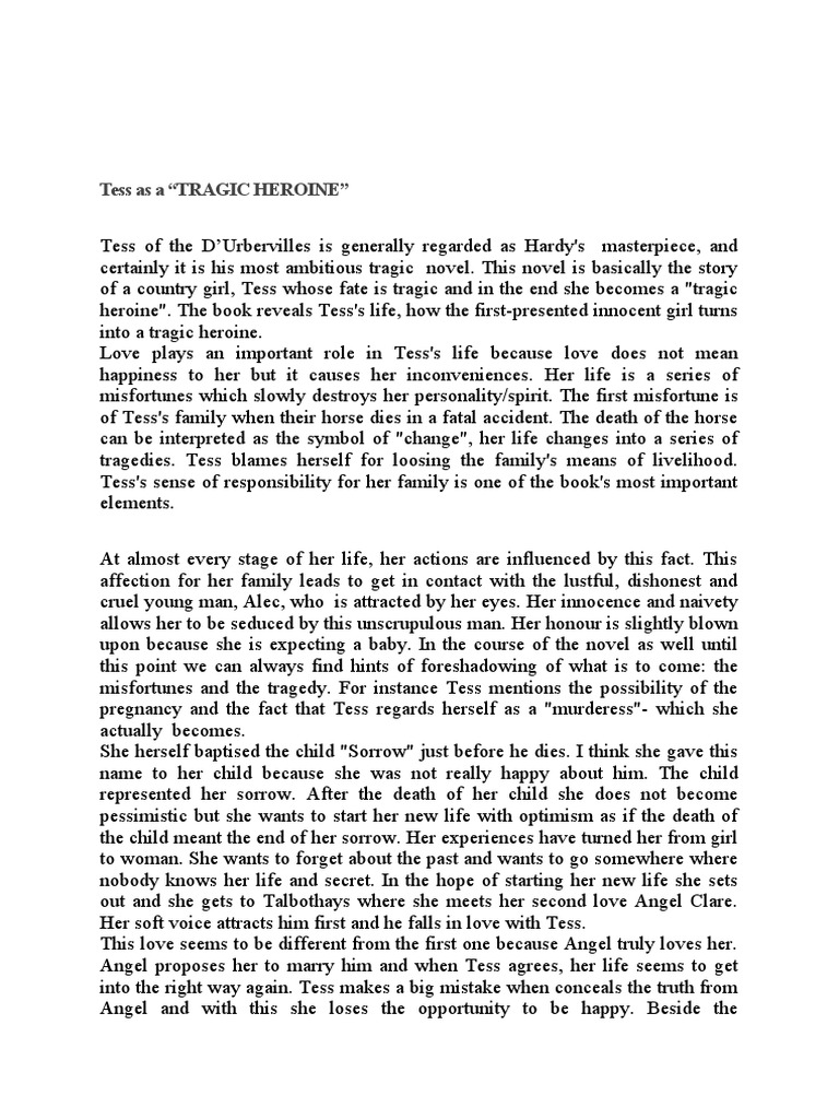 Tess As A "Tragic Heroine": Order Now | PDF | Tess Of The D'urbervilles ...