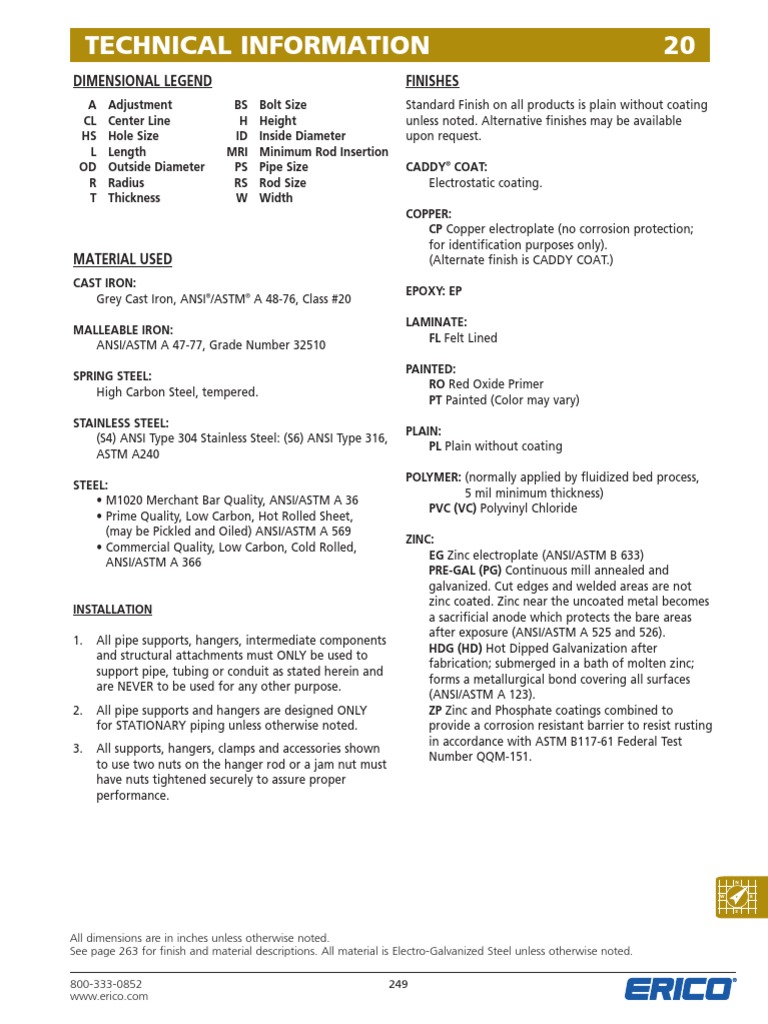 Technical Information 20: Dimensional Legend Finishes | PDF | Pipe ...