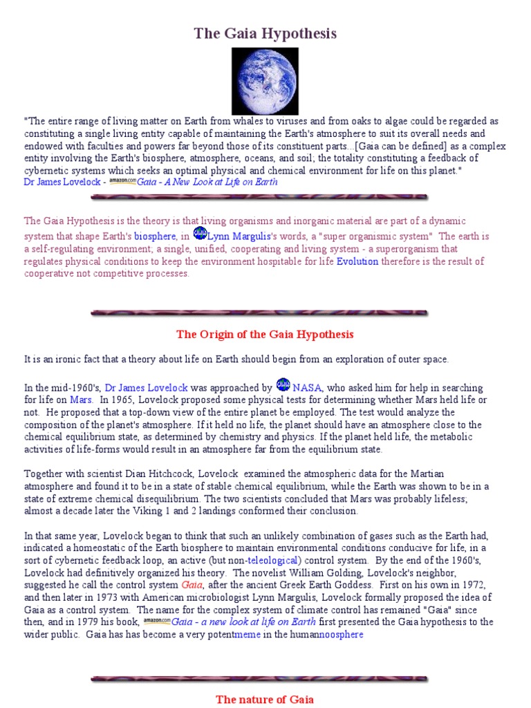 The Gaia Hypothesis | Gaia Hypothesis | Life