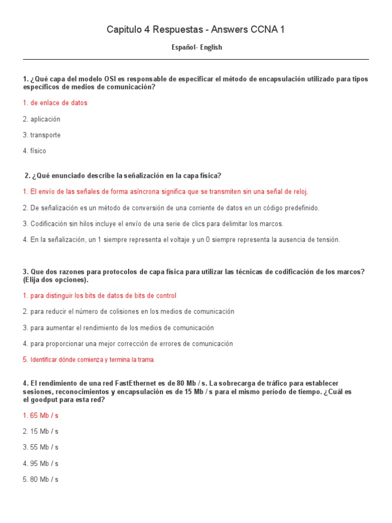 Capitulo 4 Respuestas - Answers CCNA 1 | PDF | Ieee 802.11 | Red de ...