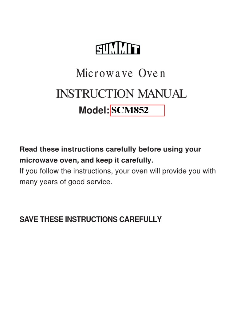 Instruction Manual: Microwave Oven | PDF | Ac Power Plugs And Sockets ...