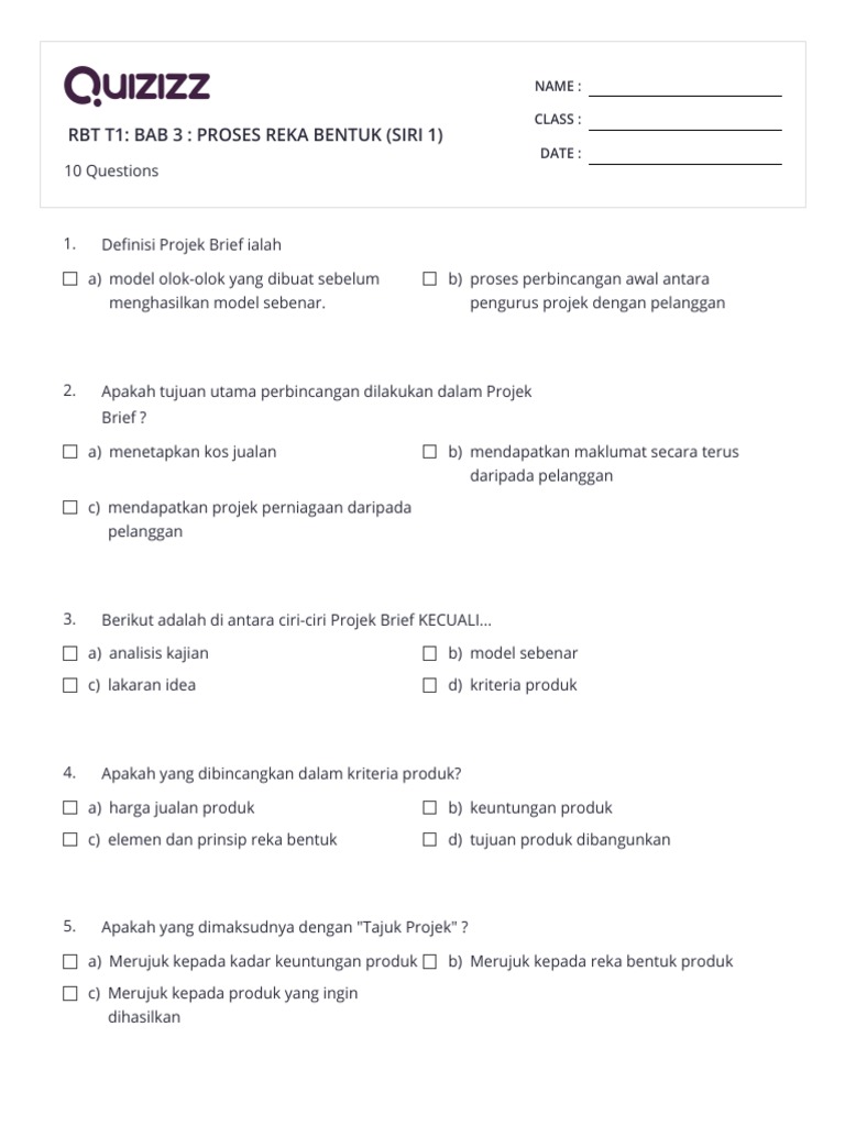 Rbt T1 Bab 3 Proses Reka Bentuk Siri 1 Print Quizizz Pdf Pdf