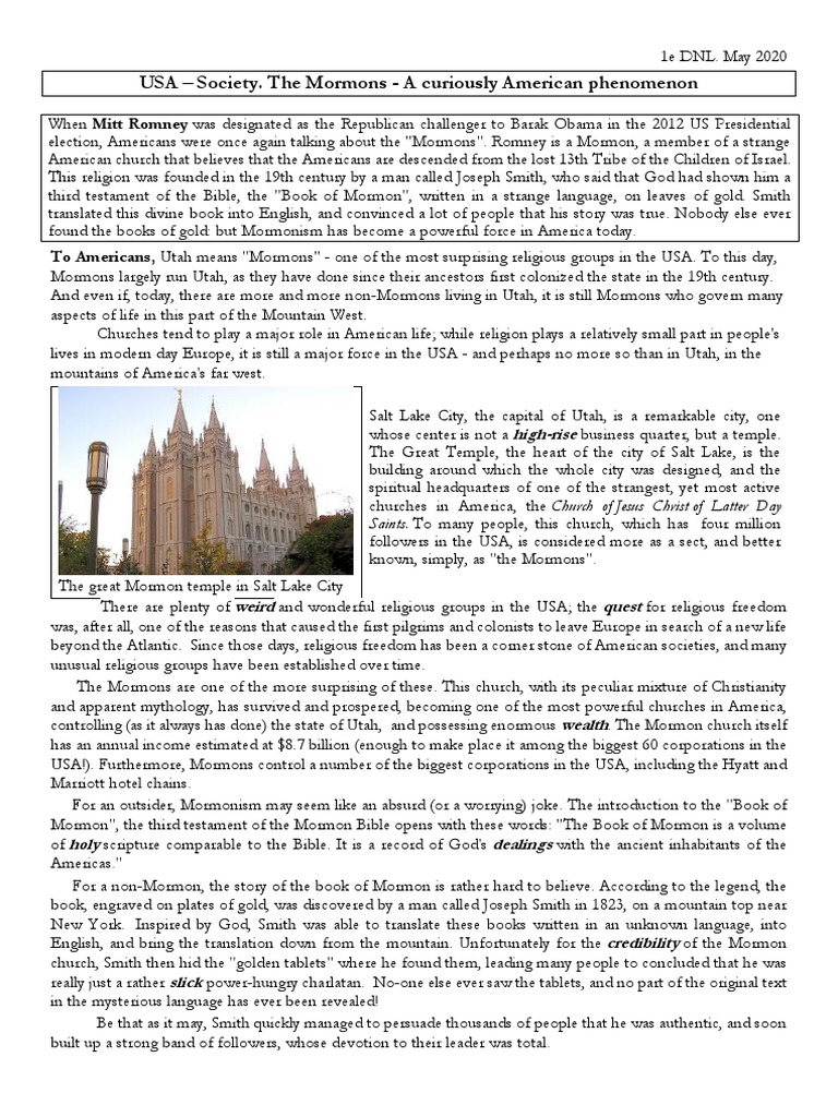 USA - Society. The Mormons - A Curiously American Phenomenon | Download ...