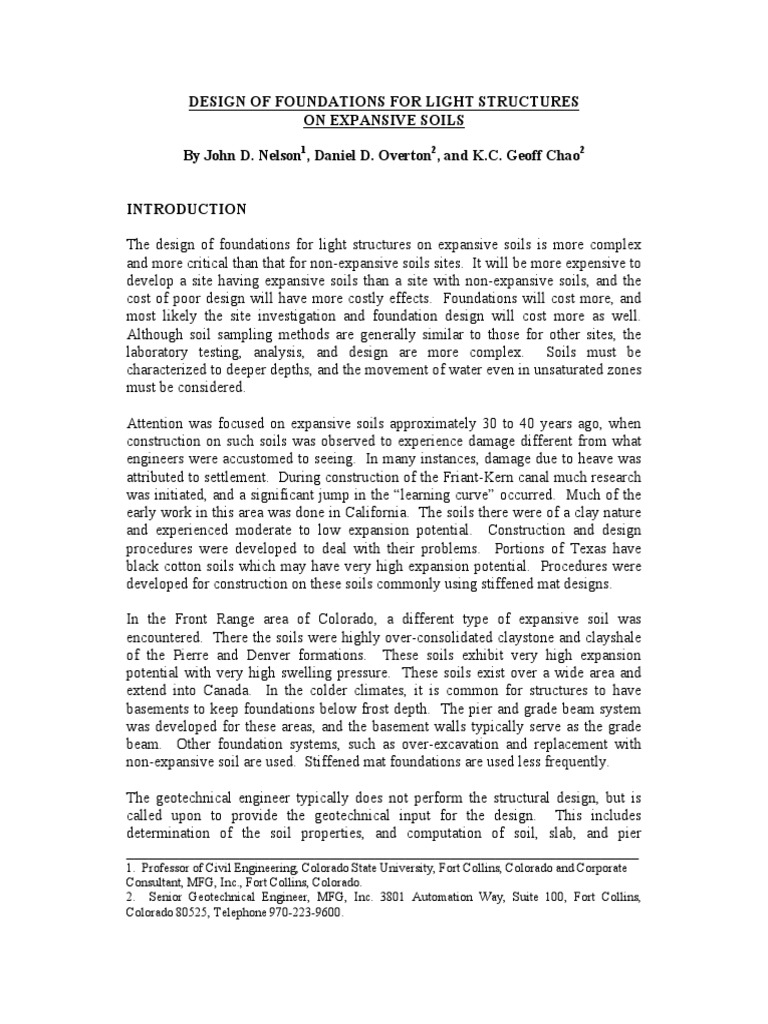 Design of Foundations For Light Structures On Expansive Soils by John D ...