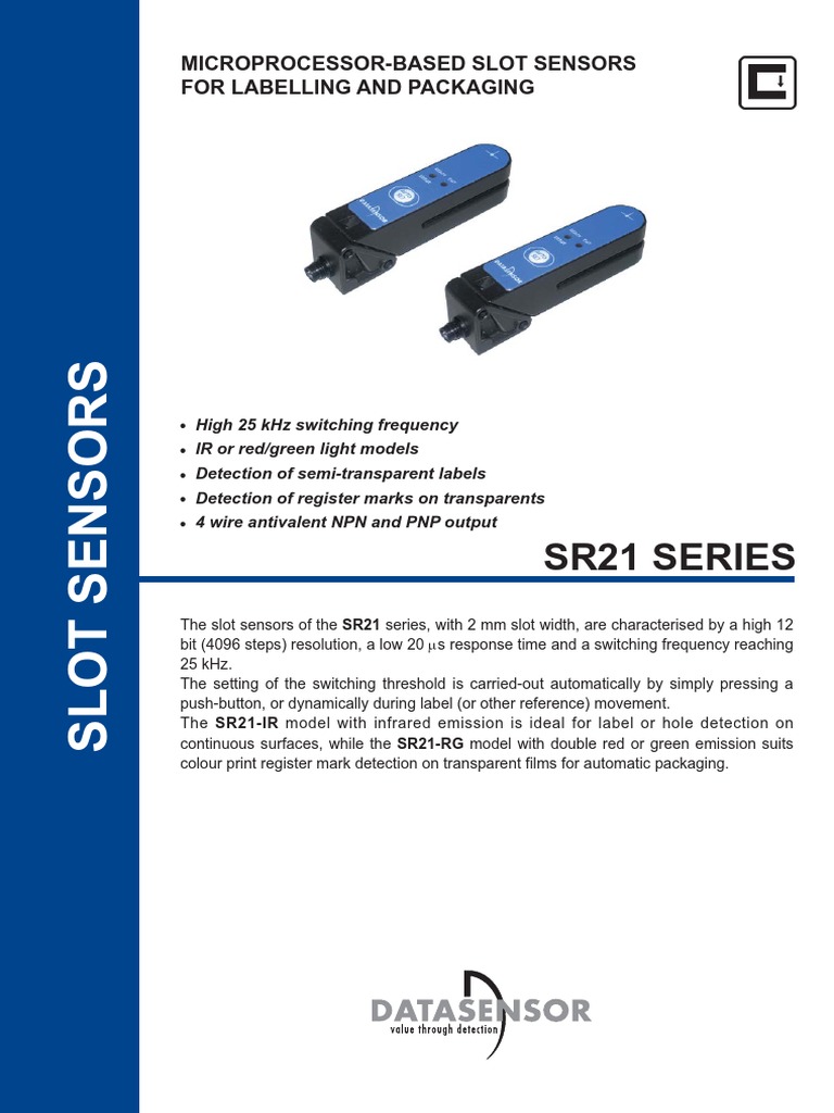 Sr21 Series Microprocessor Based Slot Sensors For Labelling And