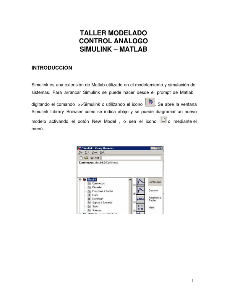 Taller Modelado Matlab PDF | PDF | Matlab | Sistema de control