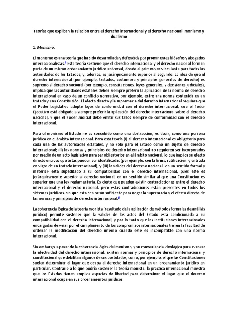 Teorías Monista y Dualista 2020 | PDF | Ley internacional | Derechos ...