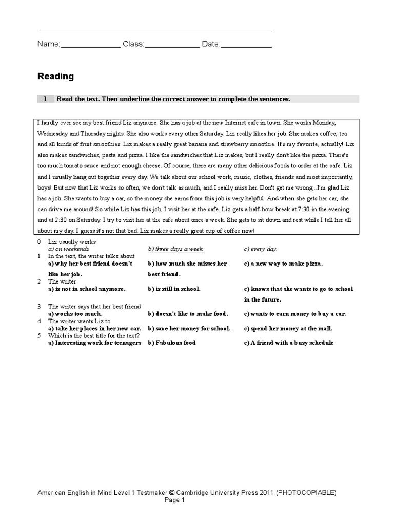 Reading Comprehension 7° | PDF | Coffeehouse