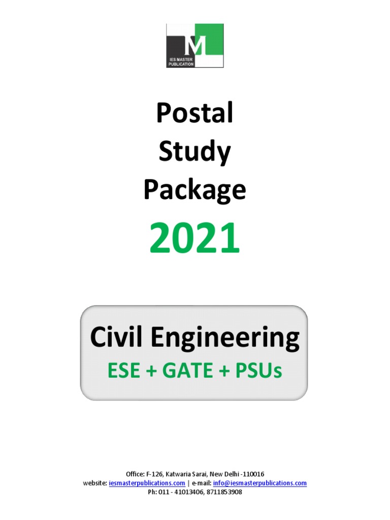 ESE GATE PSUs Civil Engineering Postal Study Package Checklist PDF | PDF | Engineering | Theory
