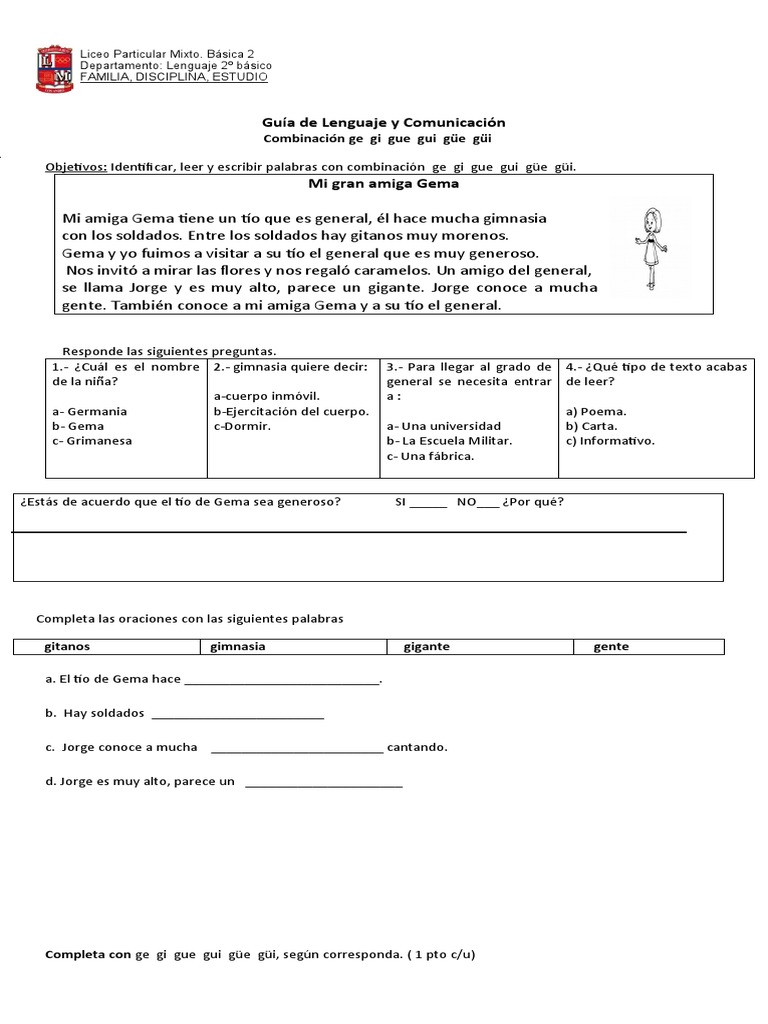 Guia Combinación Ge Gi Gue Gui Güe Güi | PDF | Science | Ciencia y ...